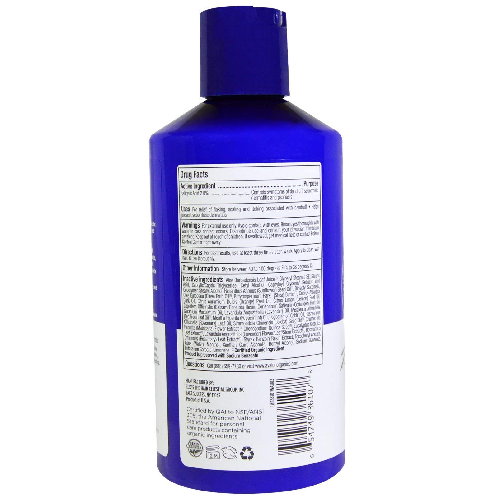 Avalon Organics Anti-Dandruff Shampoo and Anti-Dandruff Conditioner Bundle With 2% Salicylic Acid, Aloe Vera, Tea Tree, Chamomille and Essential Oils, 14 fl. oz. each