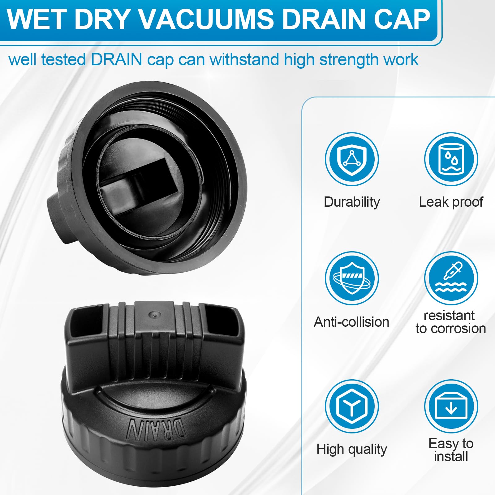 47922 Vac Drain Cap Compatible with Ridgid Shop Vacuum Cleaner and Craftsman Shop Vacuum, 1.97'' ID Wet/Dry Vacuum Replacement Drain Cap(1pack)