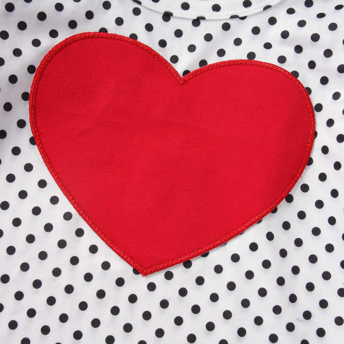 YOUNGER TREE Toddler Baby Girl Valentine's Day Outfit Long Sleeve Dot Heart Shirt Top+Suspender Strap Red Skirts Set(6M-5T) (Red, 3-4 y)