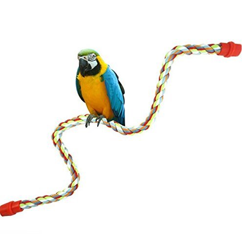 Birds Rope Bungee Perch Adjustable Parrot Cage Stand Chewing Swing Toy Climbing Ropes for Small Medium Parrot Spiral Rope Cage Accessories