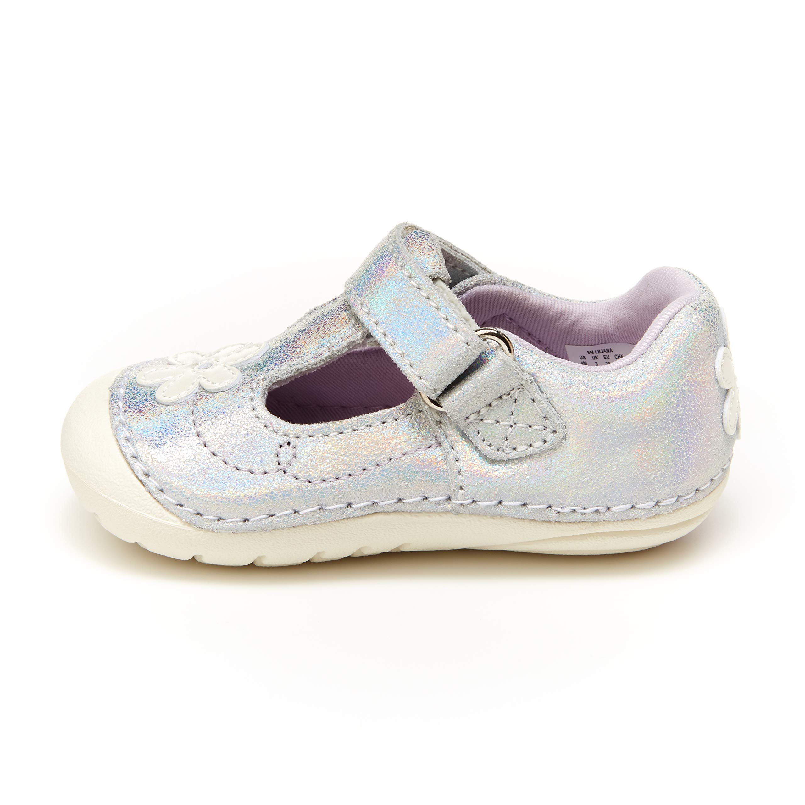 Stride Rite baby girls Soft Motion Liliana Mary Jane Flat, Iridescent, 3 Infant US