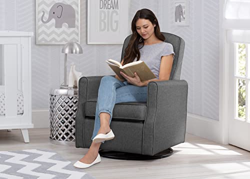 Delta Children Blair Slim Nursery Glider Swivel Rocker Chair, Charcoal