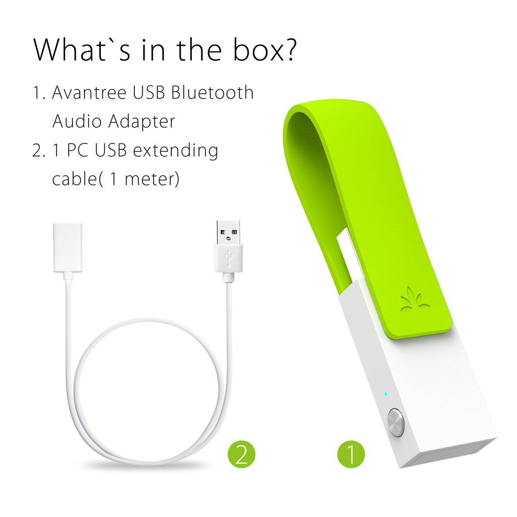 Avantree Leaf Class 1 Long Range USB Bluetooth Audio Transmitter Adapter for PC Laptop Mac PS4 Nintendo Switch, Wireless Audio Dongle for Headphones Speakers Only, Plug and Play, aptX Low Latency