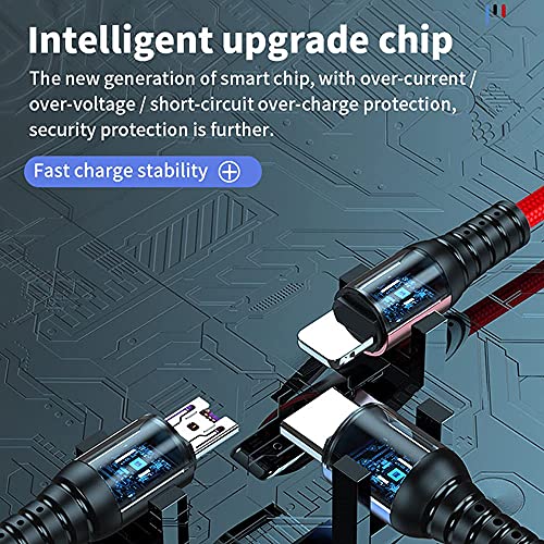 Laugwey Multifunction USB Charging Cable Set,3 Pack 3 in 1 Nylon Braided Charging Cord,Multiple USB Fast Charger Cords for Home,Office,Car