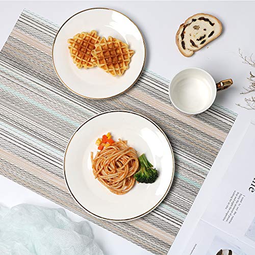 Sayopin Placemats, Placemats Set of 6, Woven Vinyl Placemats, Placemats for Dining Table, Place Mats Indoor, Easy to Wipe Clean Table Placemats, Washable Placemats for Everyday Use