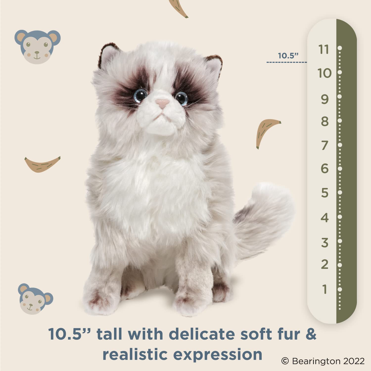 Bearington Tasha The Himalayan Stuffed Cat, 10.5 Inch Kitten Stuffed Animal