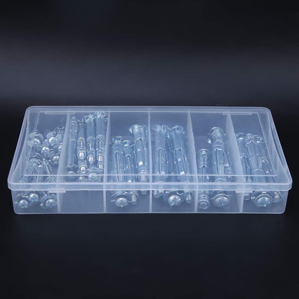 42Pcs Iron Zinc Heavy Duty Expansion Screw Bolts Metal Wall Anchor Setting Tool for Machinery