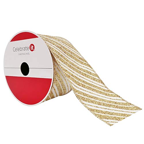 2.5" Taffeta Wired Slant Striped Ribbon by Celebrate It Christmas