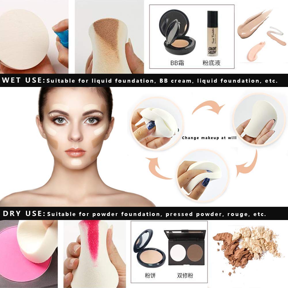 myonly 3pc big Round Makeup Sponges is suitable for eye foundation, blush application, forehead and cheeks, large area of makeup, soft and thick, fast makeup, dry and wet, no scumming (pick of two)