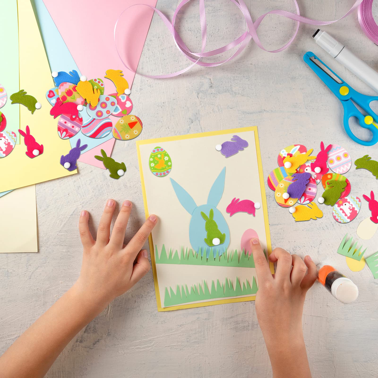 300 Pcs Easter Stickers Bunny Rabbit Egg Felt Self Adhesive Stickers for Kids Easter Arts Embellishments Crafts Scrapbook Gift Holiday Activities Boxes Envelope Party Supplies Decor