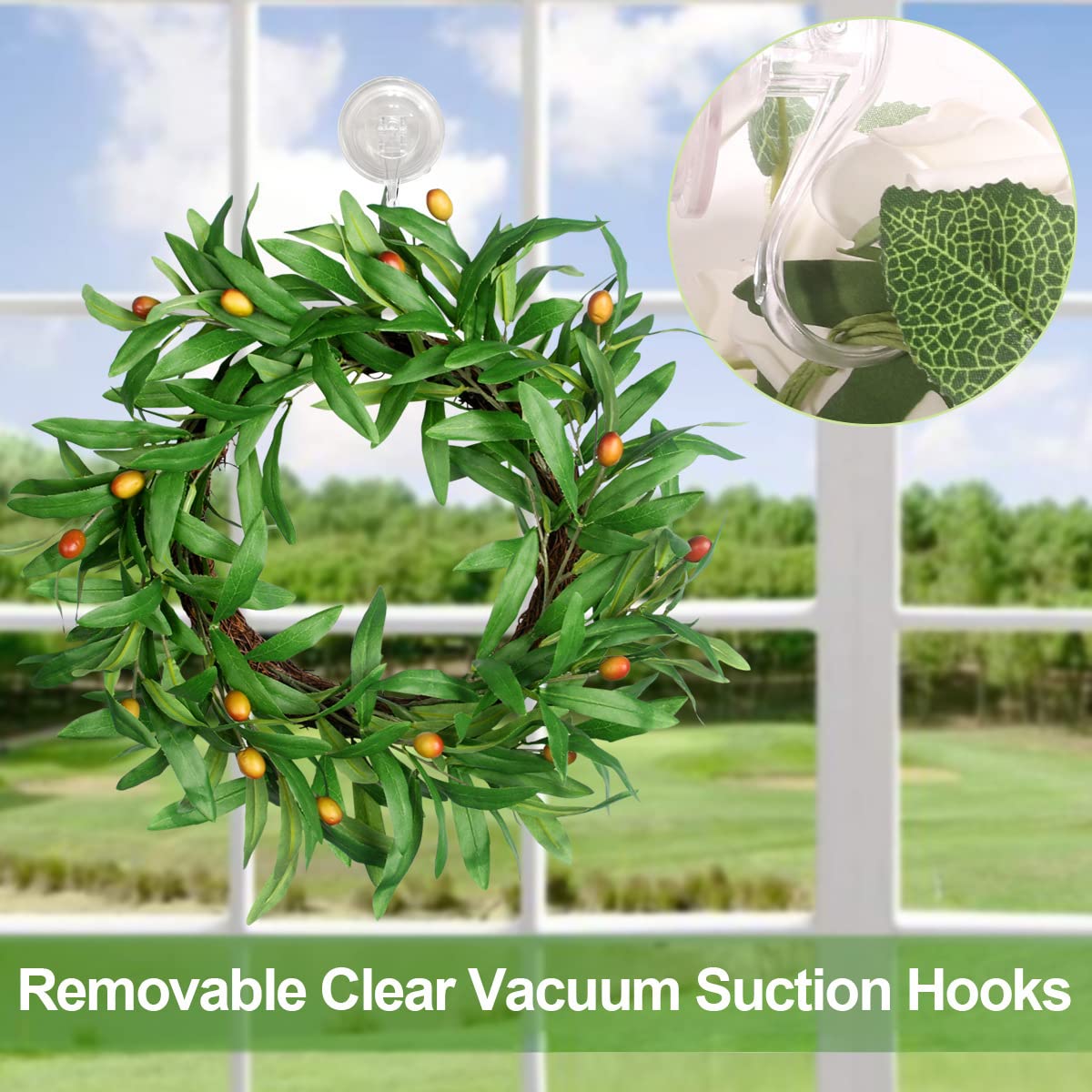 6 pack Suction Cup Heavy-Duty Wreath Hook,Large Clear Reusable Wreath Vacuum Hanger,use for Windows Tiles Glass Smooth Doors and Mirrors to Hang Bags Coats Umbrellas kitchenware and Christmas Wreaths