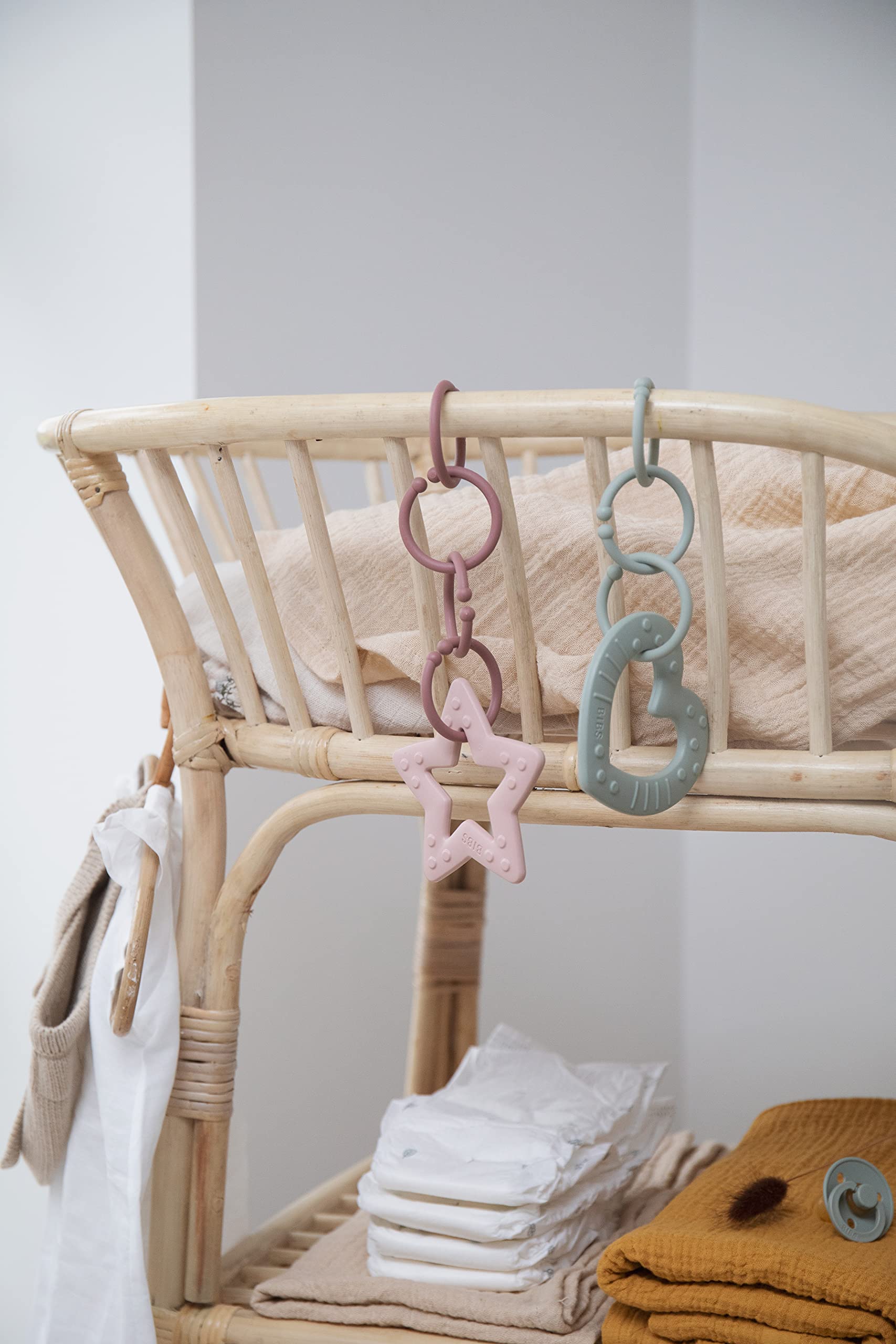 BIBS Baby Bitie Teether | BPA Free | Made in Denmark, Star, Pink Plum