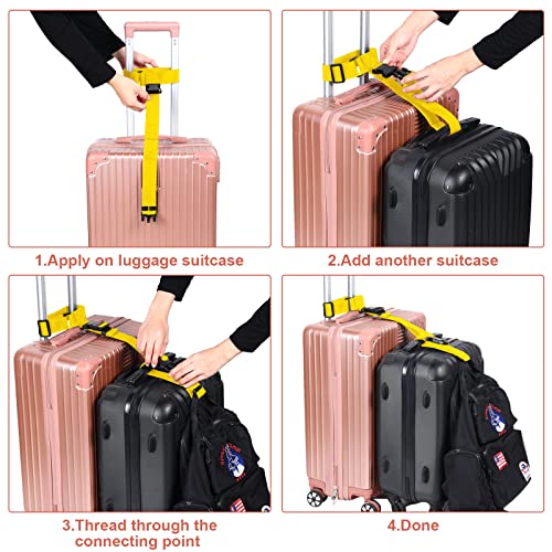 8 Pcs Luggage Straps Suitcase Belts Add A Bag Luggage Straps Elastic Adjustable Belt Suitcase Strap Belt Luggage Bungees for Add a Bag Suitcase Belt Travel Accessories for Connect Luggage (Yellow)