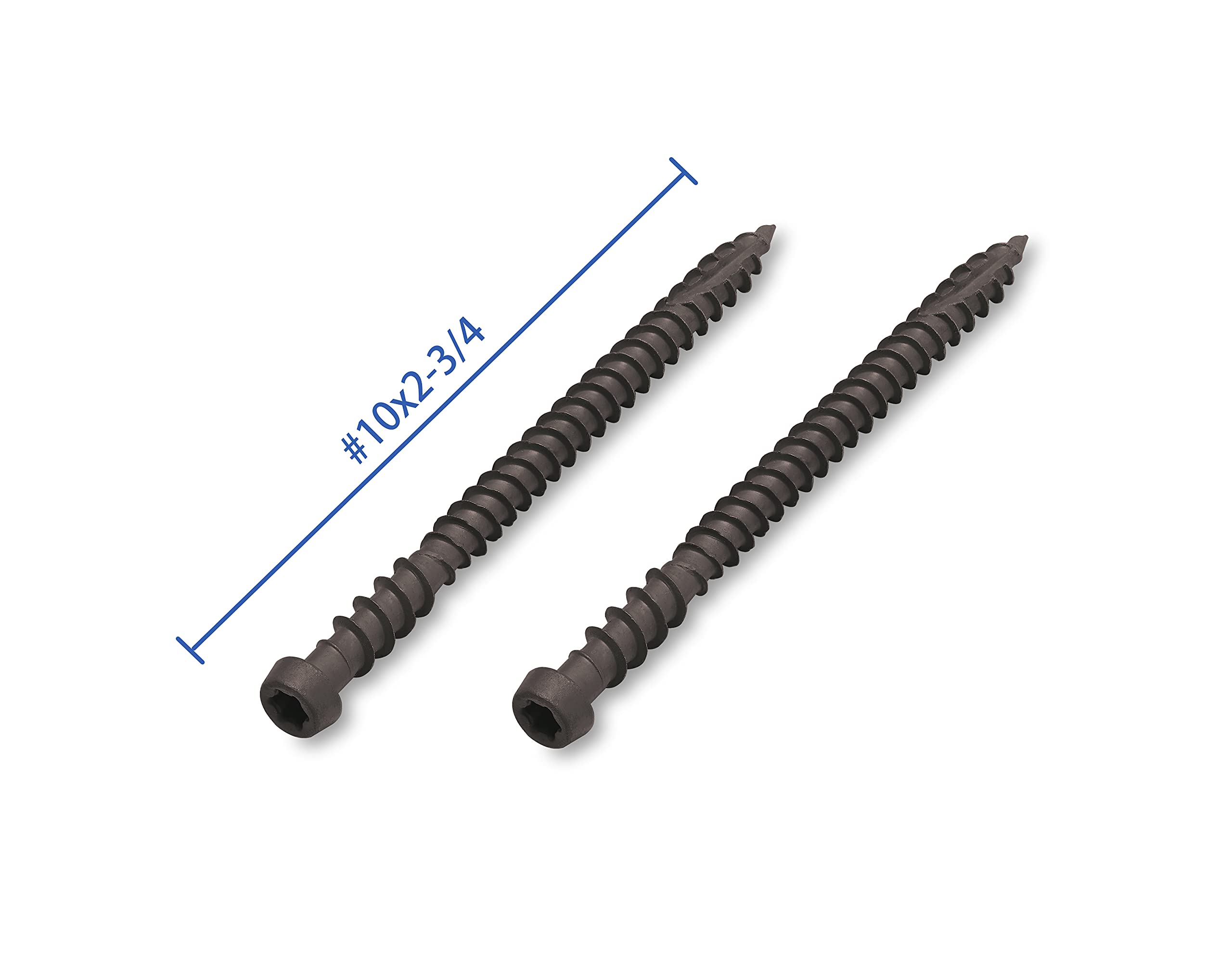 YYL,Composite Decking Coated Wood Screw, 10x2-3/4",Star Drive,Torx 20, Type 17 Slot Point,Wood Screw,1 Free Bit Included (#10x2-3/4", Dark Brown, 350)
