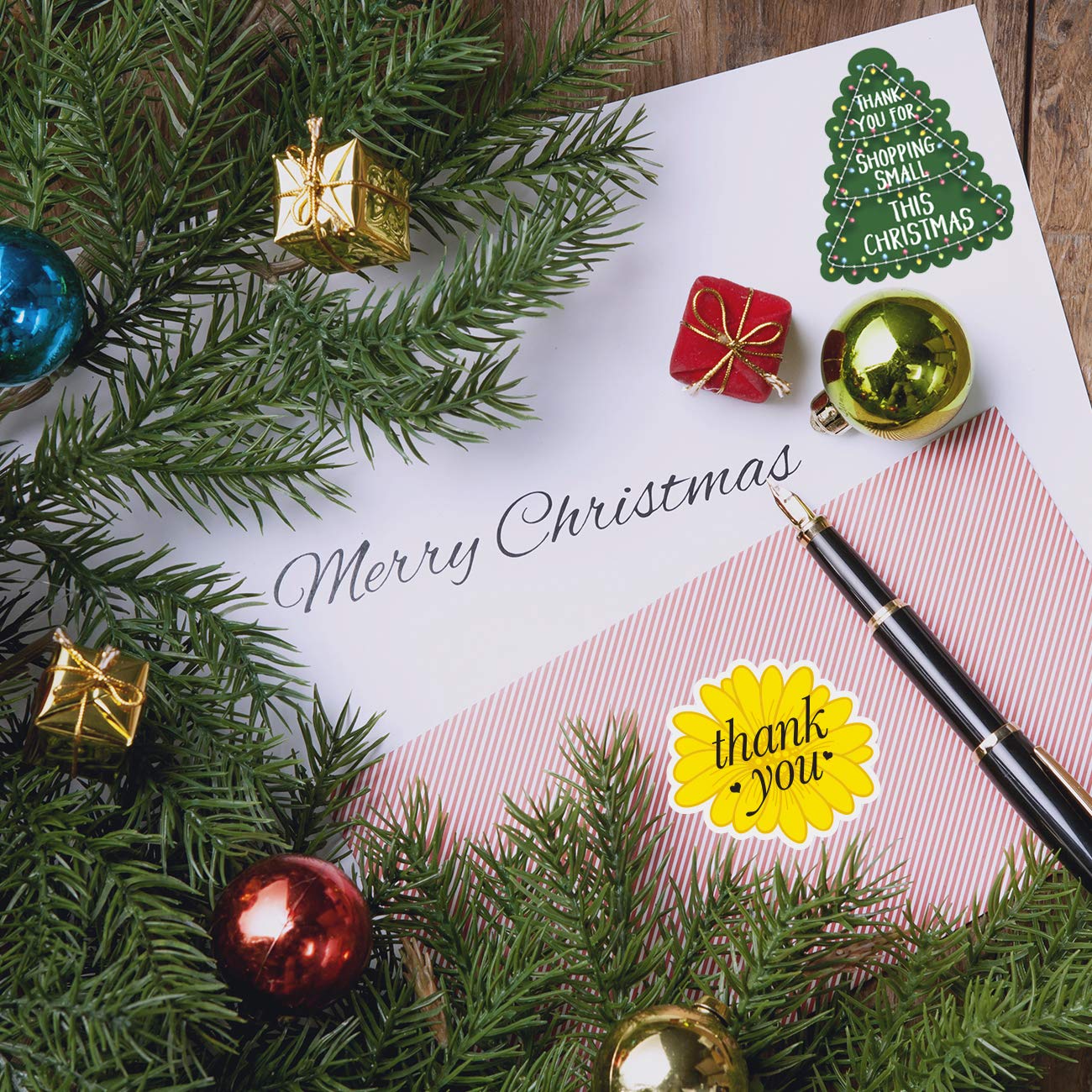 Muminglong Christmas Tree Thank You Sticker, Thank You Sticker, Small Shop Sticker, Small Business, Packaging Sticker, 500PCS