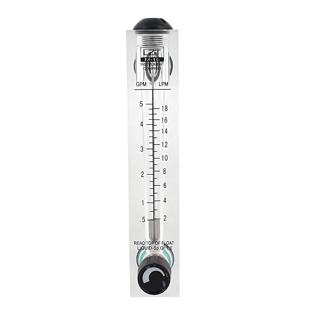 tatoko Flowmeters Adjustable Knob 0.5-5GPM 2-18LPM Water Flow Meter Panel Type Flowmeter