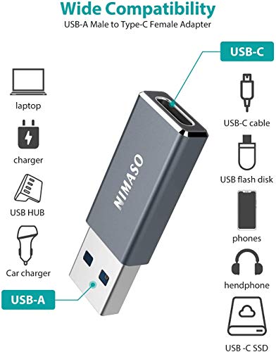 NIMASO USB C Female to USB Male Adapter 5Gbps, Type C to USB A Charger Cable Adapter,Fast Charging Converter Compatible with Power Bank,Laptops,Chargers,Samsung S20 S20+ Note 10,Google Pixel.