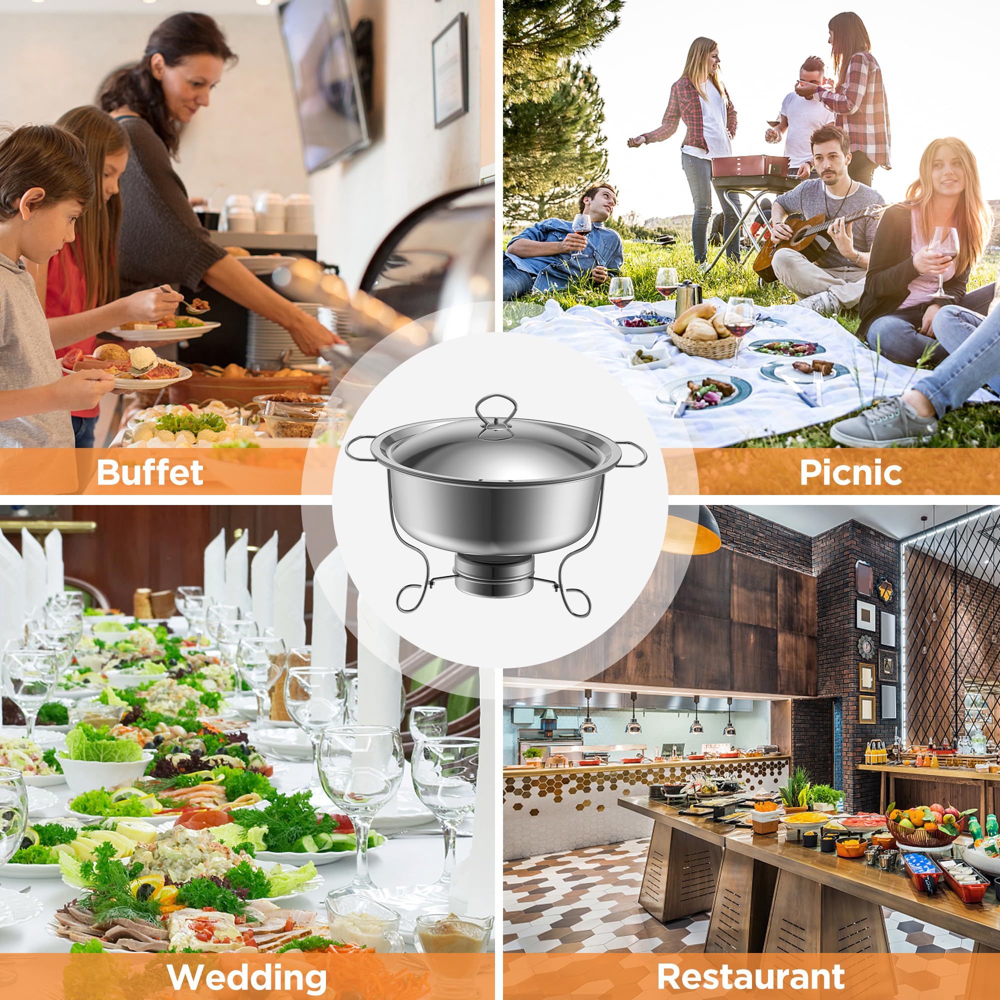 6 Pack Stainless Steel Chafing Dish Buffet Warmer Set for Parties, Wedding, Birthday, Holiday
