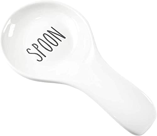 VILIGHT Ceramic Spoon Holder for Stove Top - Farmhouse Kitchen Accessories Decor - Spoon Rest for Kitchen Counter - Gifts for Cooking Lovers - White Ladle Holder