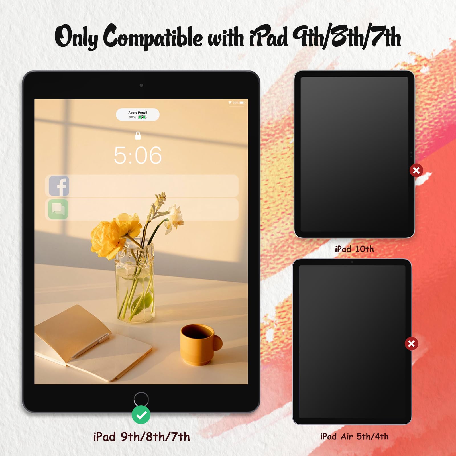 KCT 2 Pack Paperfeel Screen Protector Compatible with iPad 9th/8th/7th (10.2-Inch, 2021-2019), Matte PET Film, No Glare, Scratch Resistant, Compatible with Apple Pencil