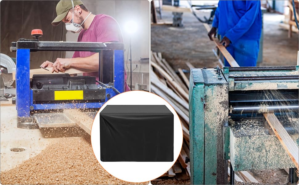 QWORK Universal Planer Dust Cover, Table Saw Cover, Miter Saw Cover, Protect Against Sawdust and Wood Chips, 28.3" x 24.4" x 19.6", Black, Fits Most Planer, Bench Drill Press