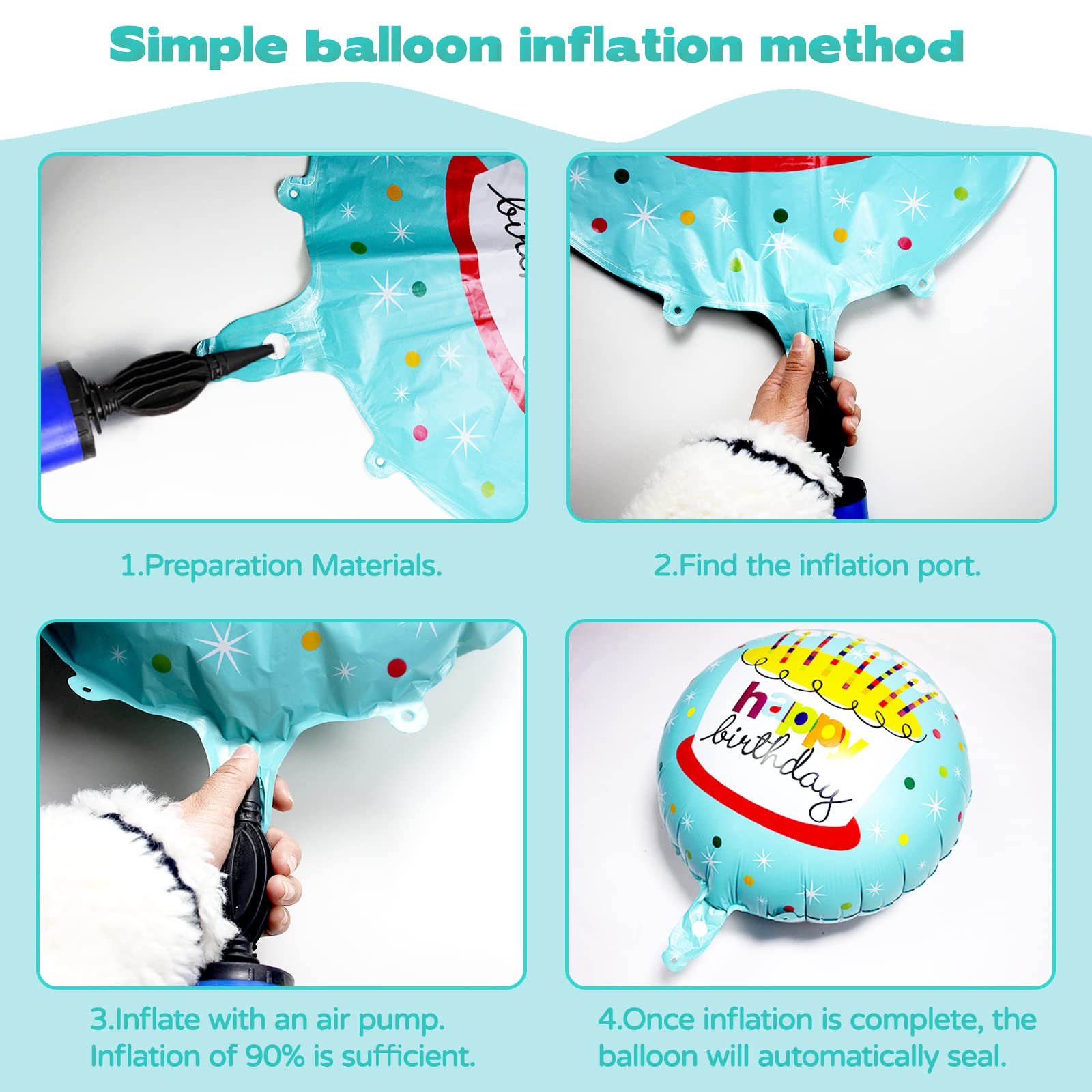 24 Pcs Happy Birthday Foil Balloons 18 inch Round Helium Floating Mylar Balloon Inflatable Balloons for Birthday Party Decorations Supplies,12 Patterns