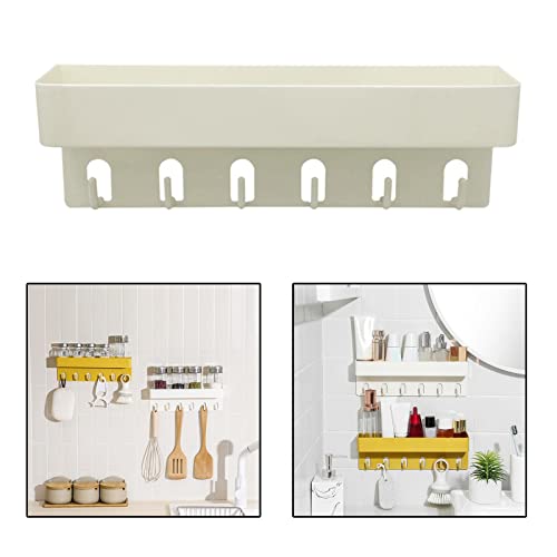 Bddalpke Bathroom Storage Shelf No Punching Towel Brush Wall Mounted Shower Basket Shower Caddy Basket for Bathroom Storage & Organization (White)