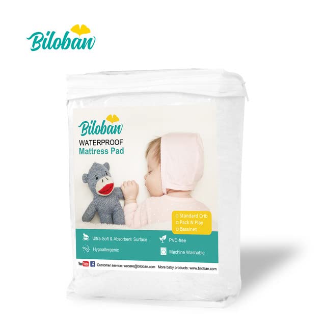 Bassinet Mattress Pad Cover, Waterproof, Ultra Soft Bamboo Terry Surface, Universal Fit for Hourglass/Oval Bassinet Mattress, 2 Pack, Washer & Dryer, No Loosen and Pre-Shrinked