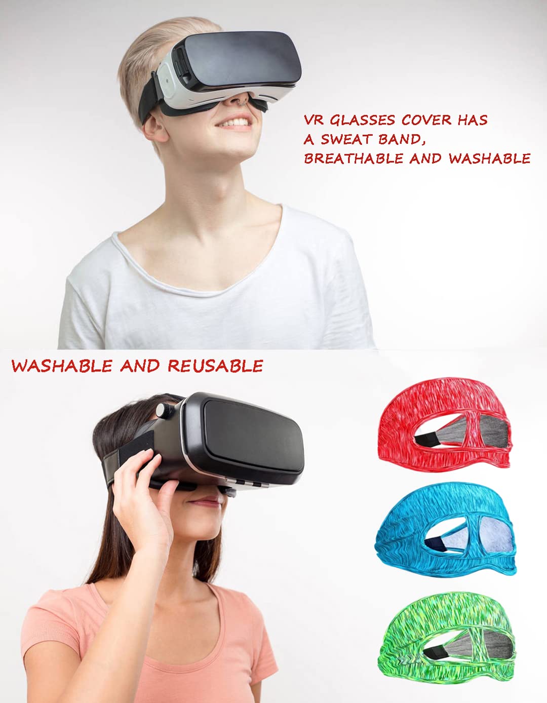 3 Pcs VR Eye Mask Cover Elastic VR Facemask Breathable Sweat Band for VR Use VR Headsets Pad VR Games Supplies