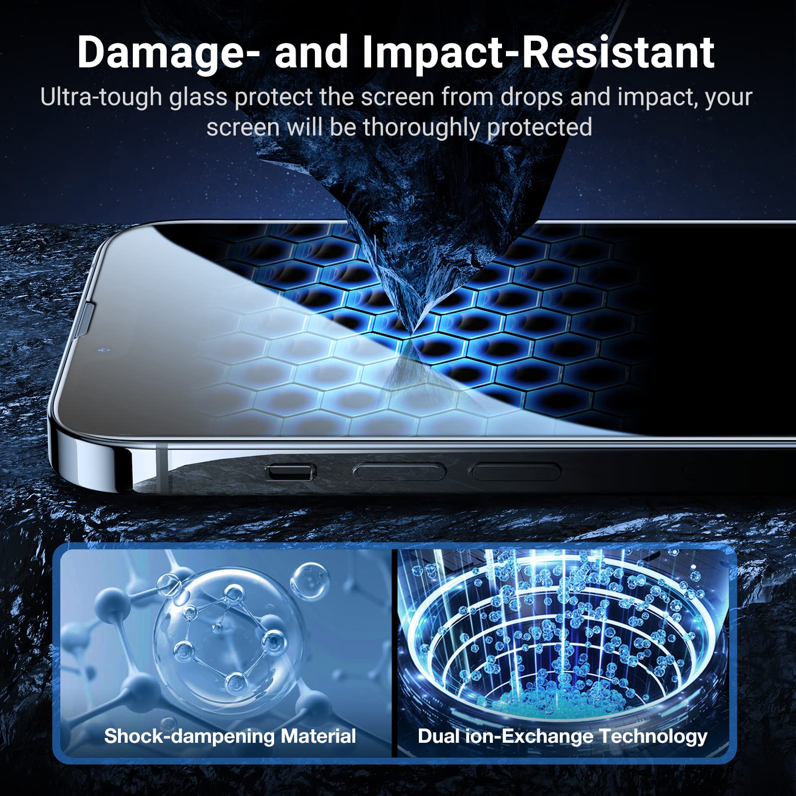 TORRAS Diamond Shield for iPhone 13 Pro Max Screen Protector for iPhone 14 Plus Phone Screen Saver Ultra Strengthened Tempered Glass [Full Coverage] Shatterproof [Anti-Fingerprint] 2-Pack, 6.7"