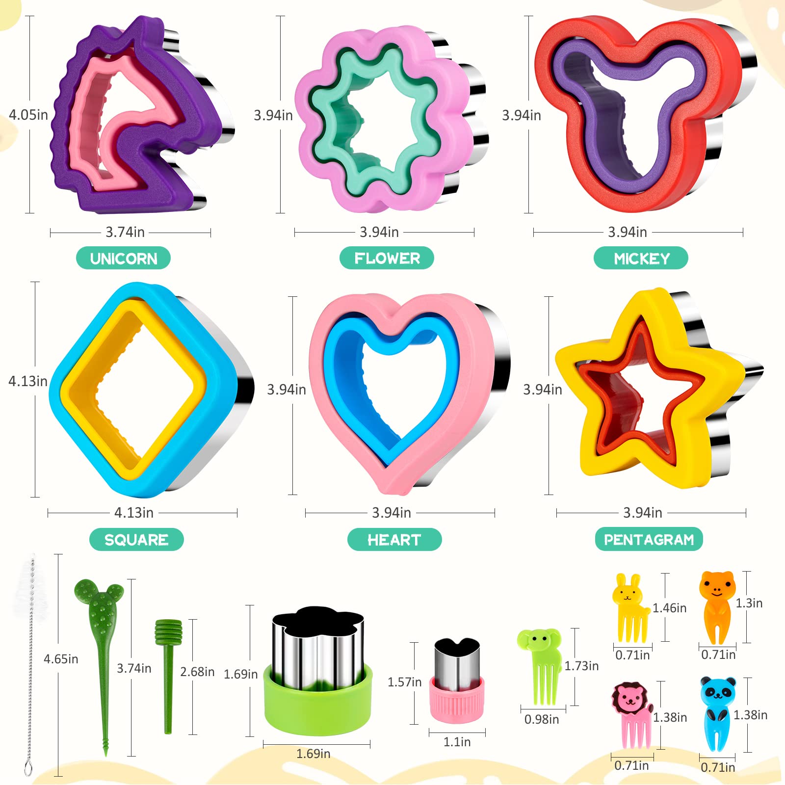 29Pcs Sandwich Cutter and Sealer Set, HAIMST Sandwich Cutters for Kids Lunch Sandwich Bread Decruster DIY Cookie Cutters Fruit Vegetable Cutter Shapes Sandwich Mold for Kids Bento Lunch Box