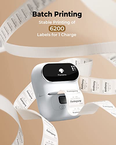 Phomemo Barcode Label Printer M110 Label Printer, Upgraded Bluetooth Portable Thermal Label Maker for Small Business, Address, Office, Home for Phone; for PC/Mac(USB), with 100pcs Labels, Snow White