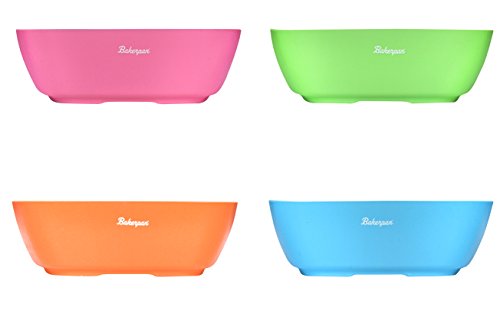 Bakerpan Silicone Toddler Square Feeding bowl, Set of 4 (Multi)