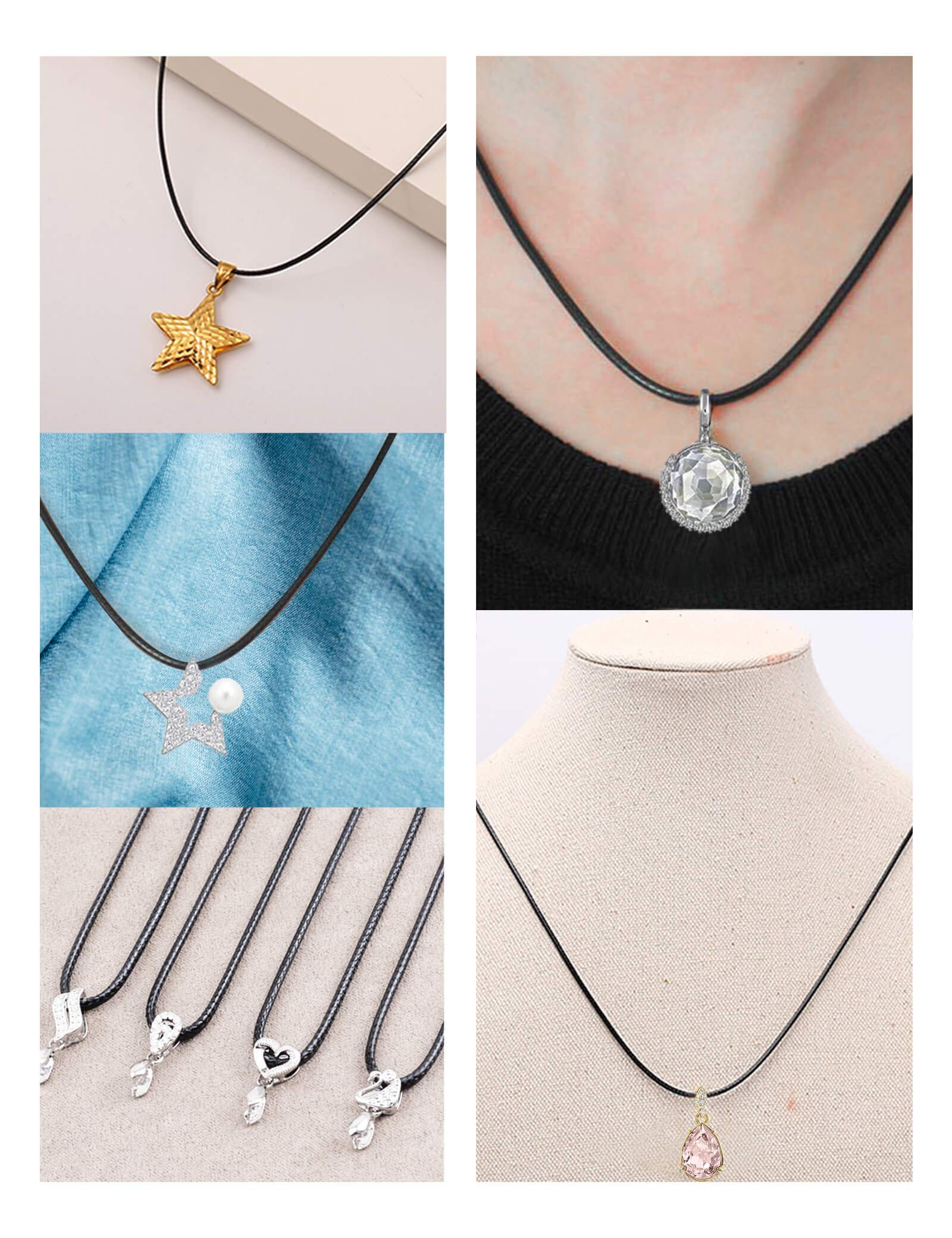 24PCS Black Cord Necklace, 20 in Waxed Necklace Cords for Pendants, Black String Necklace with Clasp for DIY Jewelry Makingā¦