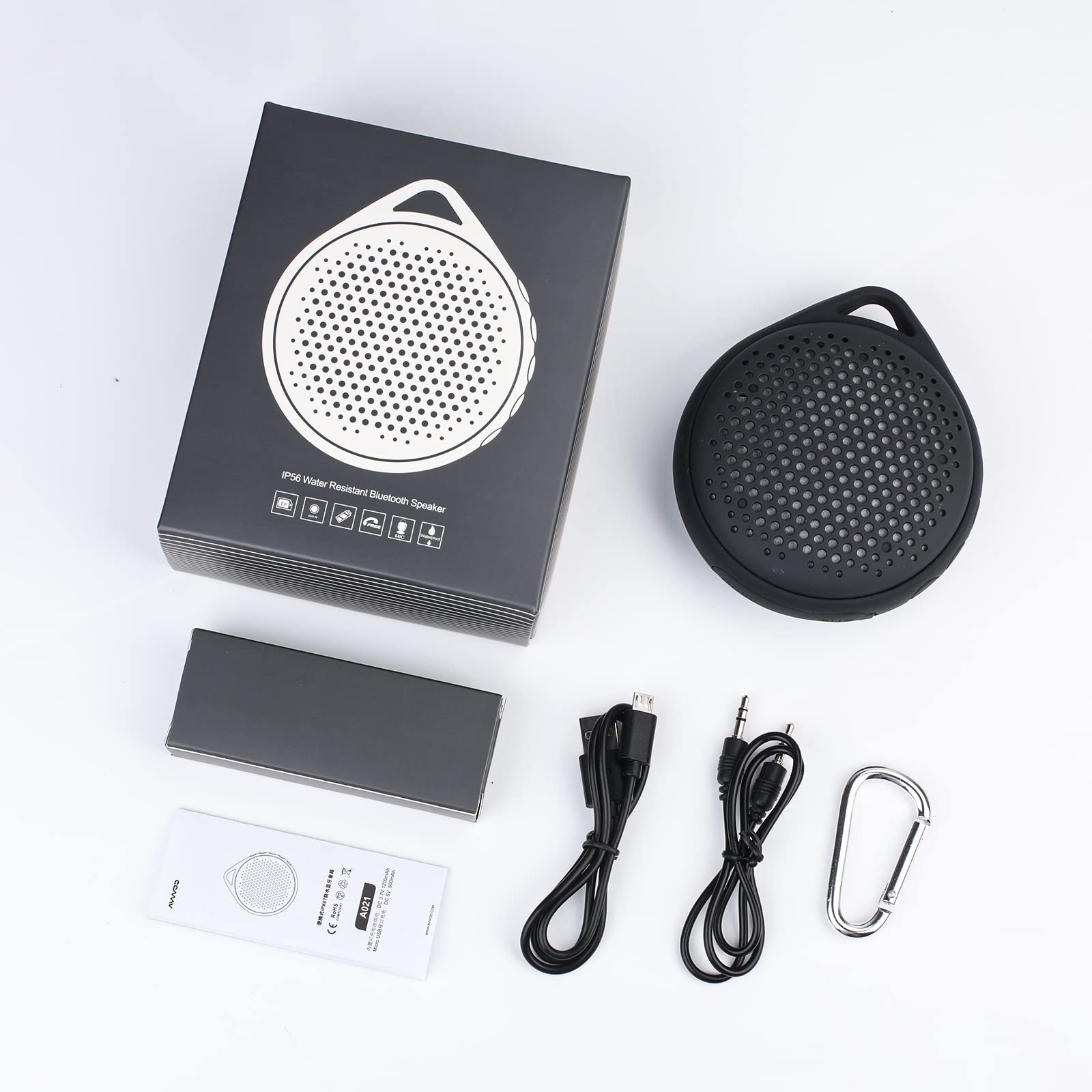 AVWOO Bluetooth Shower Speaker, IP67 Waterproof Speaker with RGB Light, Portable Bluetooth Speaker with Hi-Fi Sound and Built-in Mic, Support TF Card, Wireless Speaker for Home Outdoor Travel