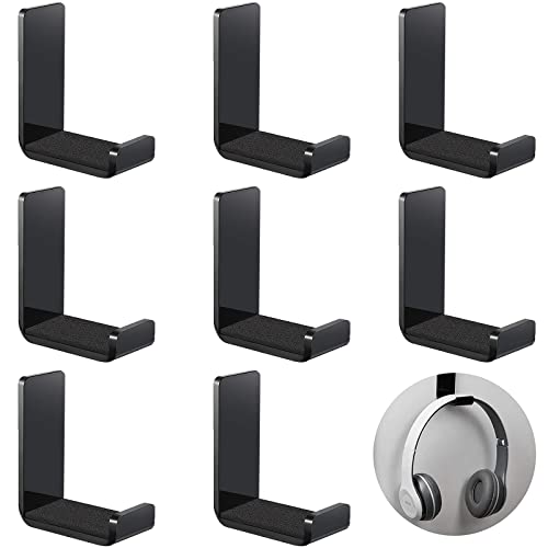 8 Pcs Headphone Hanger Wall Headphone Hook Holder with Adhesive Glues Headset Wall Mount Headphone Stand for General Purpose Game Headphones