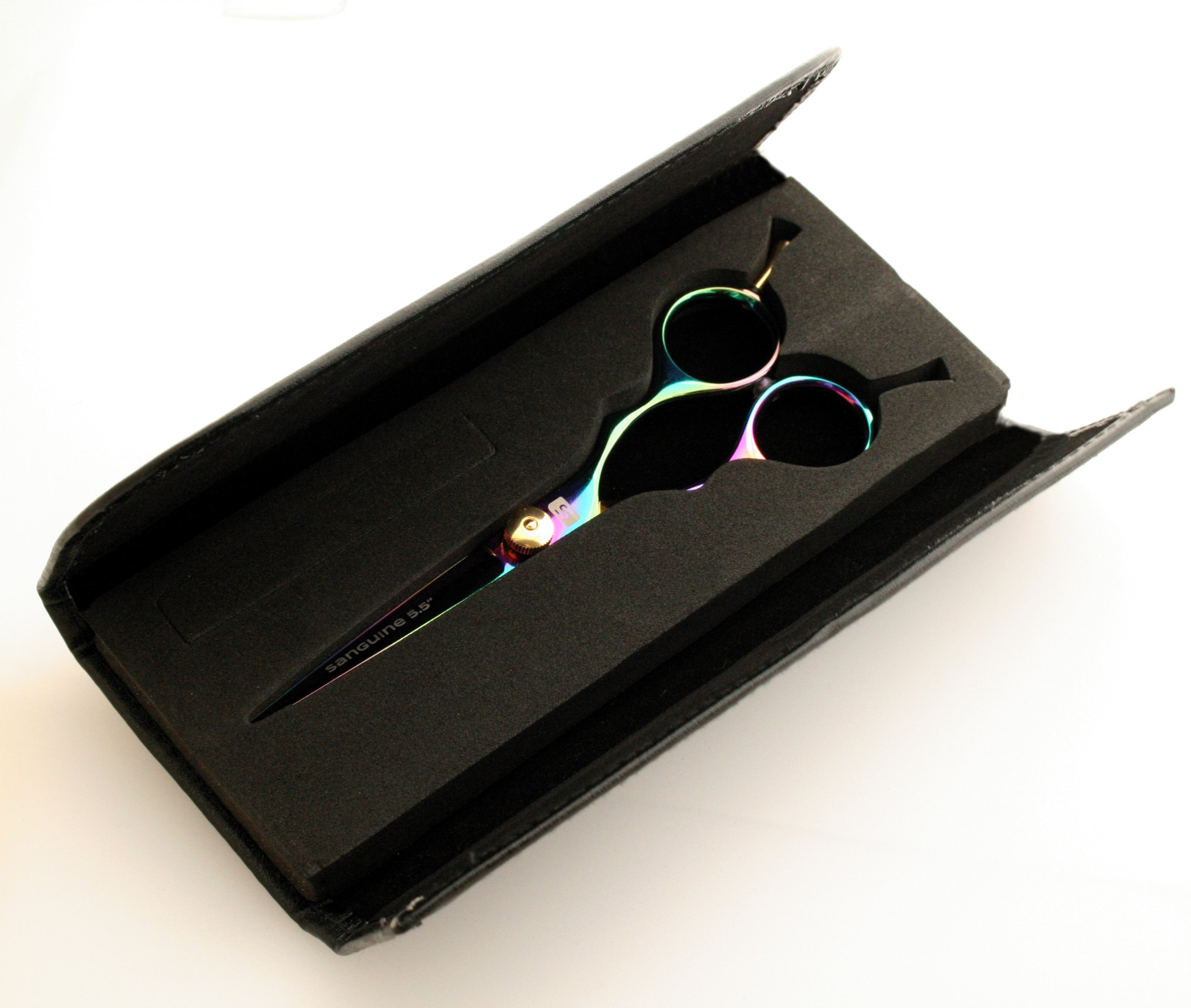 Beard Trimming Scissors, Mustache Scissors, Titanium - 5.5" (14cm) + Presentation Case and Tip Protector