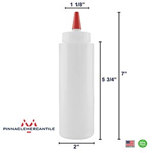 Pinnacle Mercantile 3 Pack Condiment Squeeze Bottles 8-ounce Red Cap Soft Squeeze for Icing, Ketchup, Frosting, Cookie Decorating, Sauces