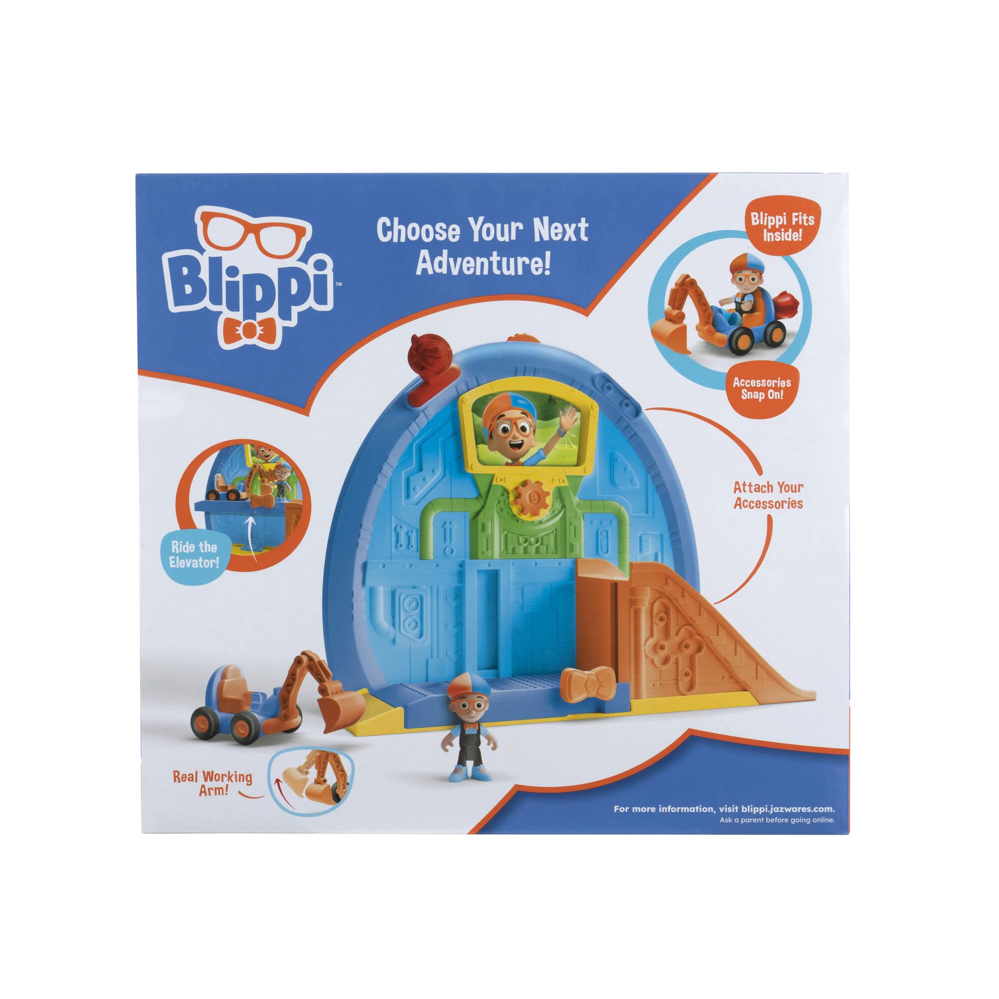 Blippi Wonders Station Playset - Explore Includes One Station Playset with 1 Figure, 1 BlippiMobile, 2 Vehicle Add-Ons,Blue / Orange