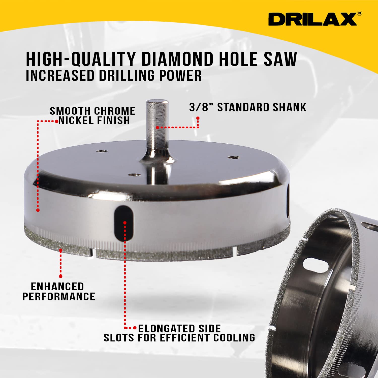 4 1/2 Inch Diamond Hole Saw Drill Bit Quartz Granite Porcelain Ceramic Glass Floor Wall Tiles 4.5 Inch Standard Shank Positioning Template Guide Included