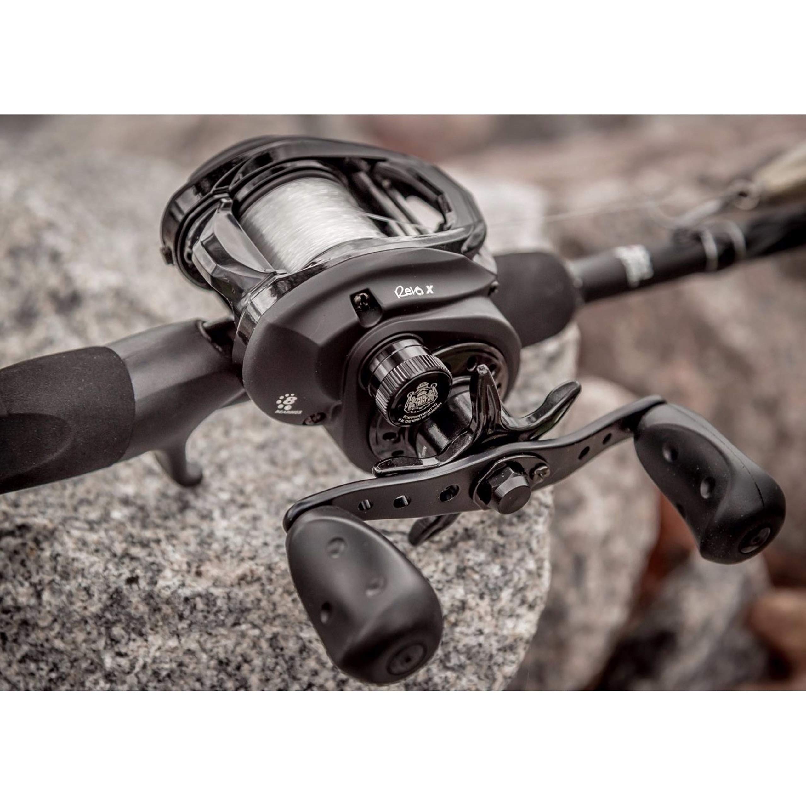 Abu Garcia Revo X Low Profile Baitcast Reel, Size LP (1430435), 7 Stainless Steel Ball Bearings + 1 DuraClutch Roller Bearing, Strong and Lightweight