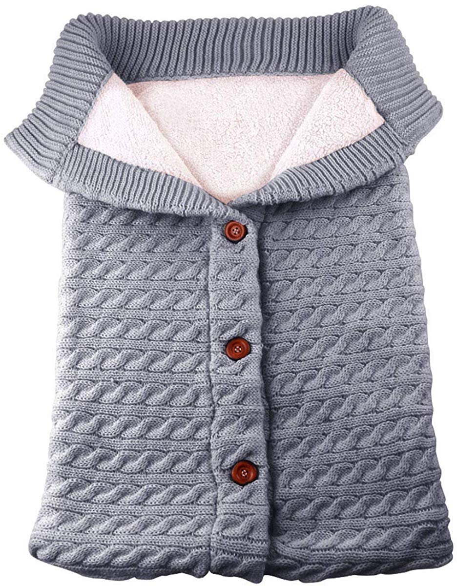 Unisex Babies Stroller Wrap Knit Sweater Blanket Newborn Baby Soft Thick Fleece Swaddle Blankets for Girls Boys