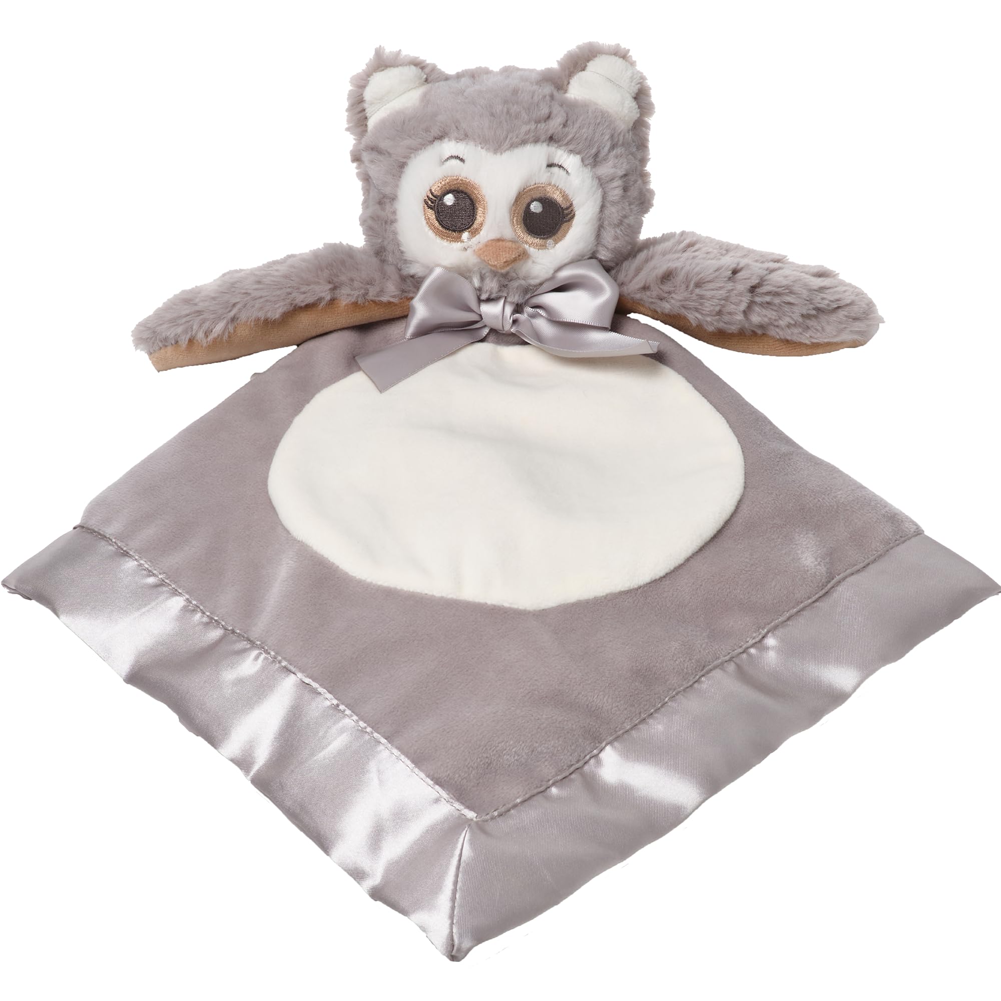 Bearington Baby Lil’ Owlie Snuggler, 15 Inch Gray Owl Plush Stuffed Animal Security Blanket Lovey for Babies