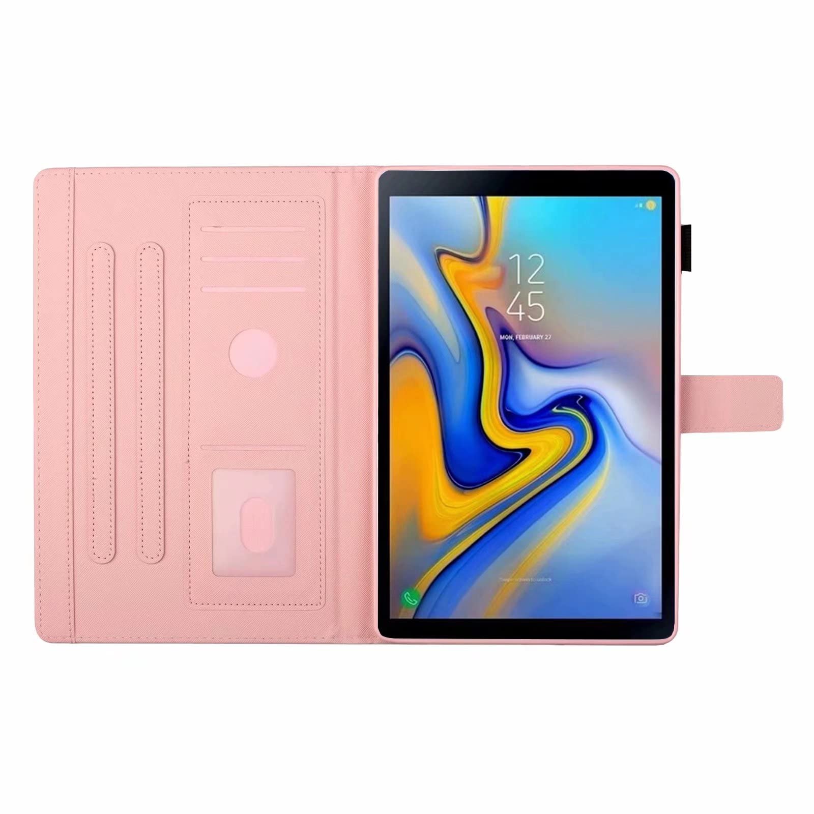YUNHOTIC Case for Samsung Galaxy Tab A7 Lite 8.7 inch [ SM-T220/T225/T227 ] 2021 Model, Premium PU Leather Folding Stand Cover with Pen Holder & Multiple Viewing Angles - Purple Butterfly