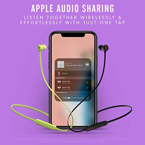 Beats Flex Wireless Earbuds – Apple W1 Headphone Chip, Magnetic Earphones, Class 1 Bluetooth, 12 Hours of Listening Time, Built-in Microphone - Yuzu Yellow
