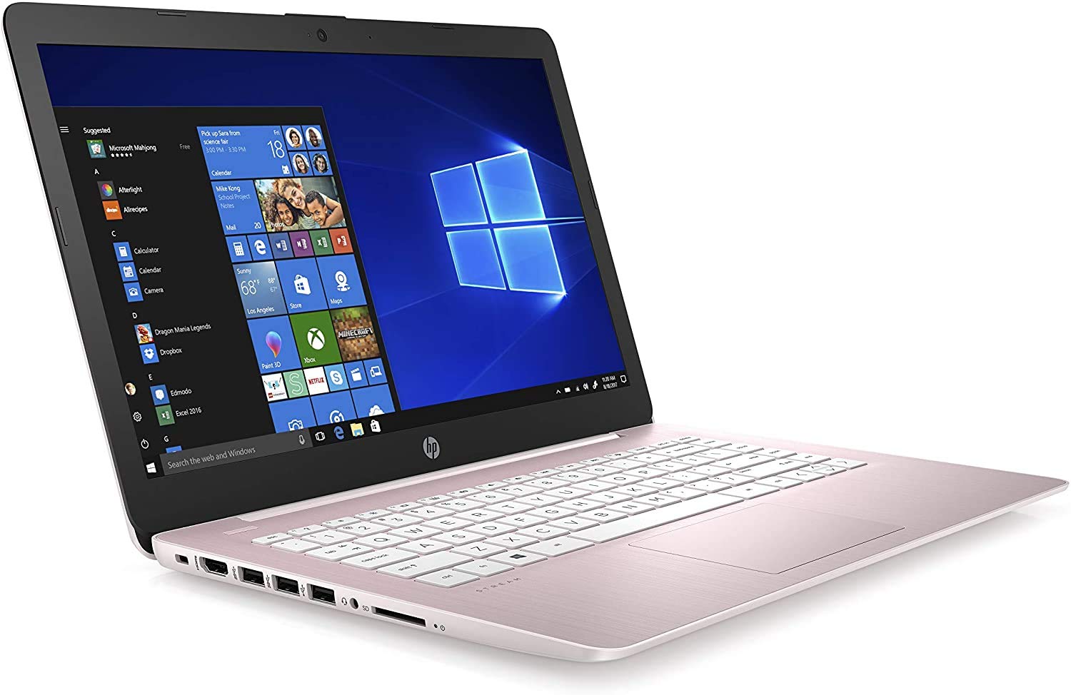 HP Stream 14inch HD(1366x768) Display, Intel Celeron N4000 Dual-Core Processor, 4GB RAM, 32GB eMMC, HDMI, WiFi, Webcam, Bluetooth, Win10 S, Rose Pink (Renewed)