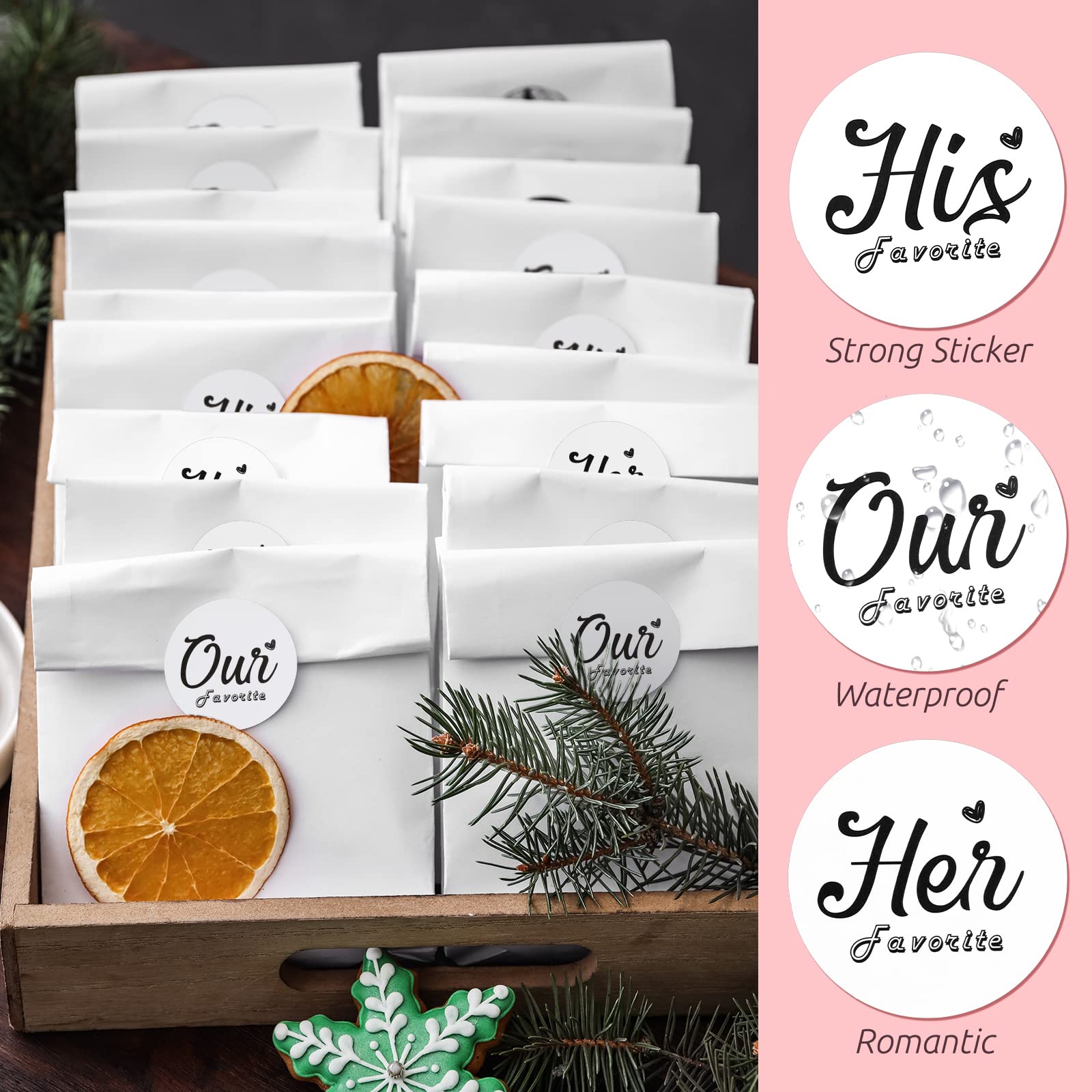 480 Pcs His Her Our Favorite Stickers for Wedding Candy Envelope Wedding Party Guest Gift His Favorite Her Favorite Stickers Labels White and Black Wedding Favor Stickers