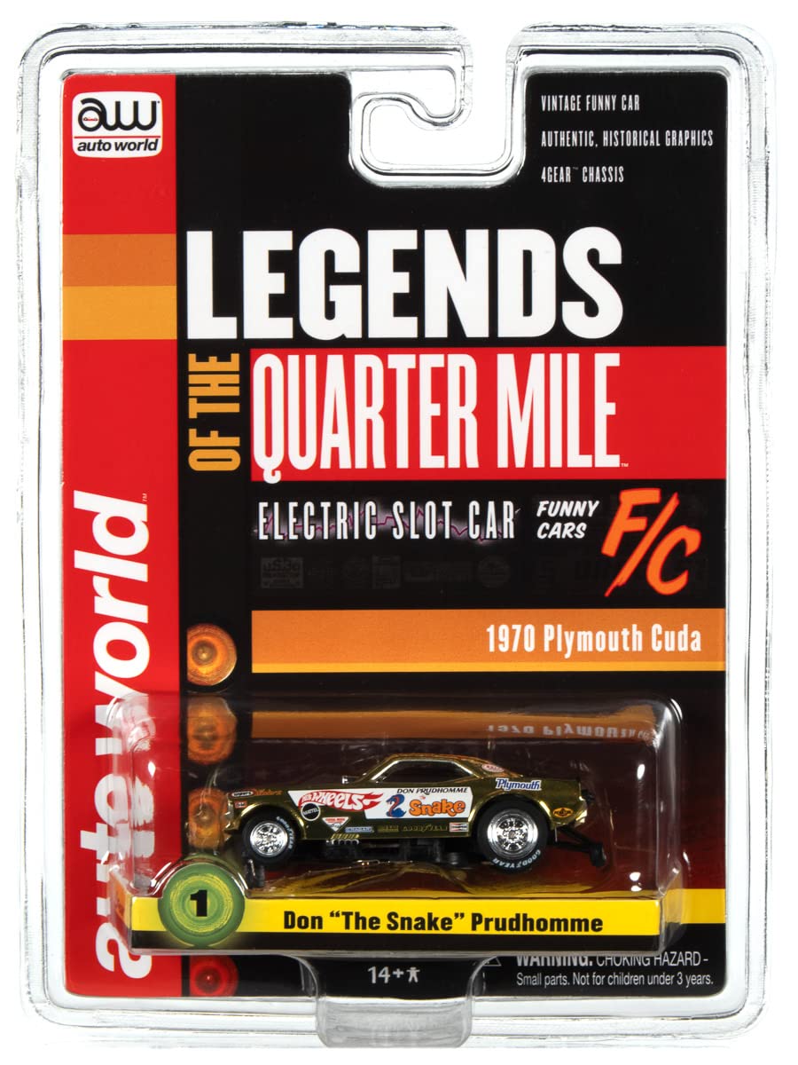 Auto World 4Gear R26 Don The Snake Prudhomme - 1970 Cuda Funny Car HO Scale Slot Car