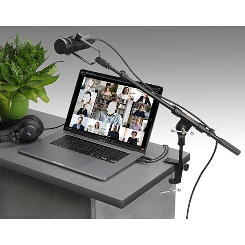 Auray Telescoping Boom Arm Mic Stand with Table Clamp Mount