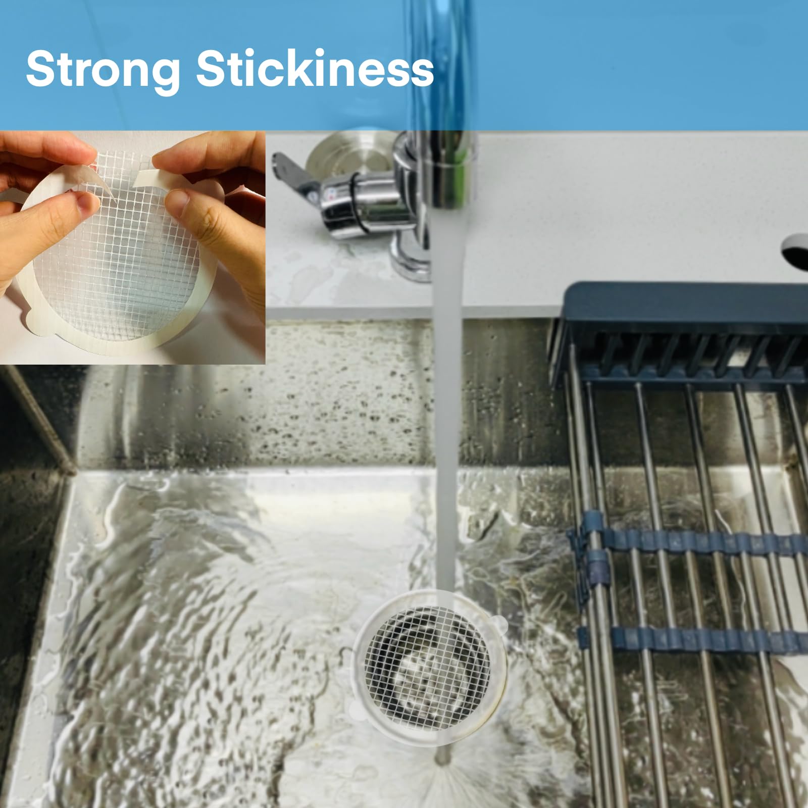 30 Pack Disposable Shower Drain Cover Hair Catcher, 4.3" Round Shower Drain Mesh Sticker, Floor Drain Fliter Sticker for Shower, Bathroom, Bathtub, Kitchen, Laundry